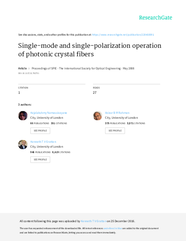 (PDF) Single-mode and single-polarization operation of photonic crystal ...