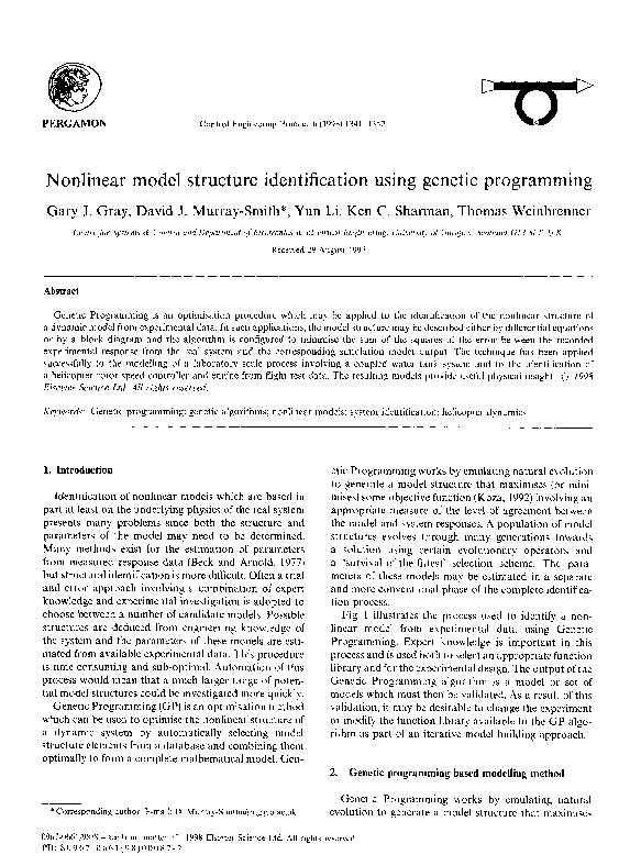 (PDF) Nonlinear model structure identification using genetic programming