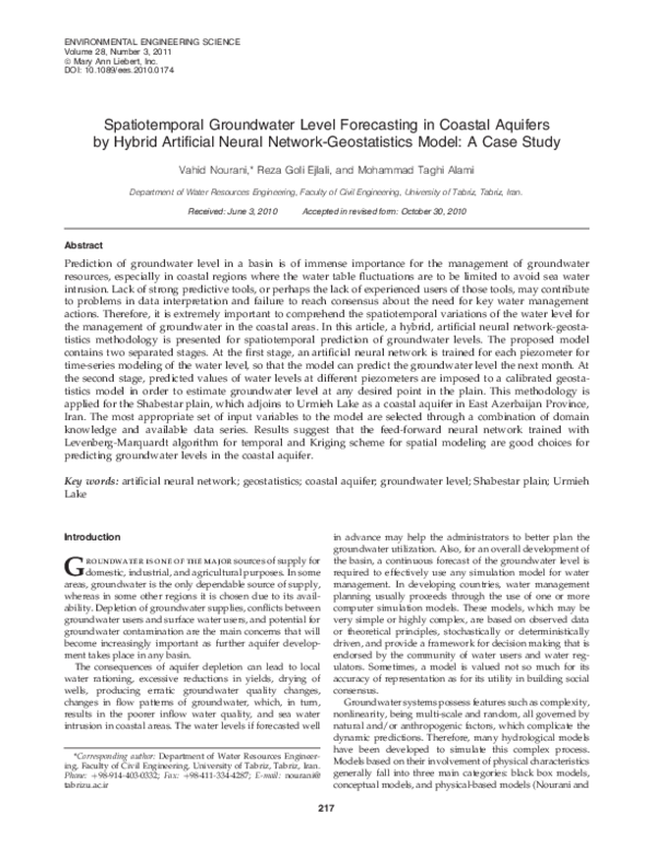 (PDF) Spatiotemporal groundwater level forecasting in coastal aquifers by hybrid artificial ...