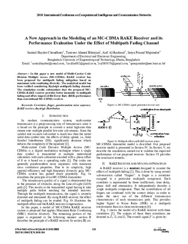 (PDF) A New Approach in the Modeling of an MC-CDMA RAKE Receiver and Its Performance Evaluation ...