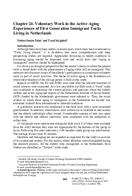 (PDF) Voluntary Work in the Active Aging Experiences of First ...