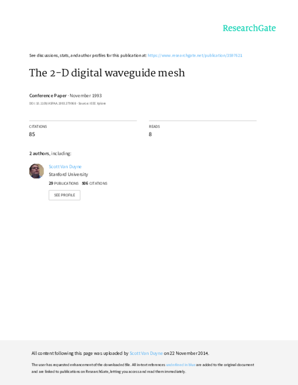 (PDF) The 2-D digital waveguide mesh