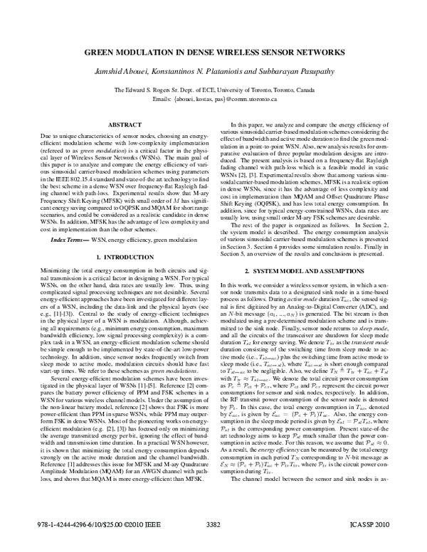 (PDF) Green modulation in dense Wireless Sensor Networks