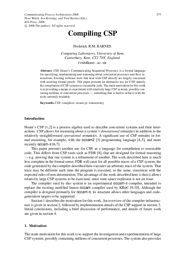 (PDF) Compiling CSP