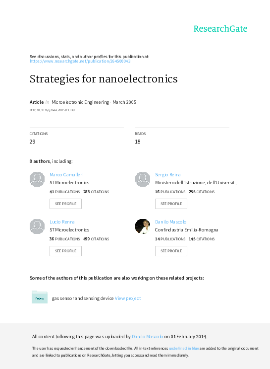 (PDF) Strategies for nanoelectronics