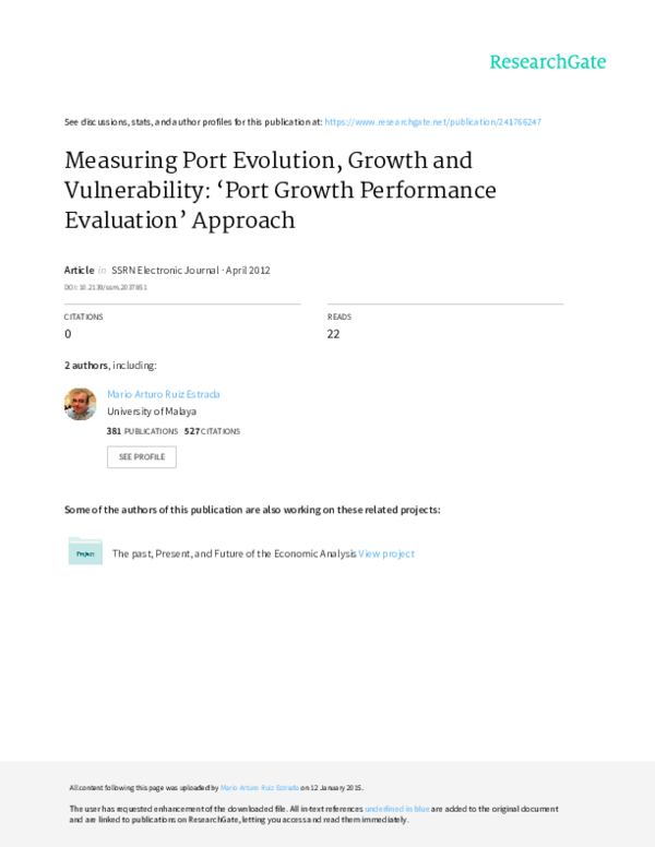 (PDF) Measuring Port Evolution, Growth and Vulnerability:'Port Growth ...