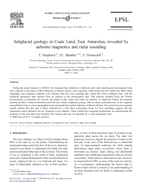 (PDF) Subglacial geology in Coats Land, East Antarctica, revealed by ...