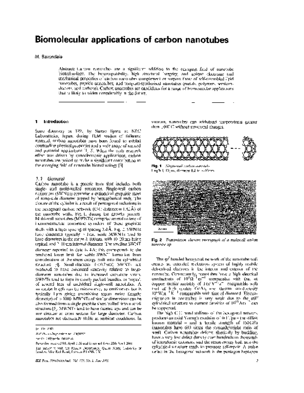 (PDF) Biomolecular applications of carbon nanotubes