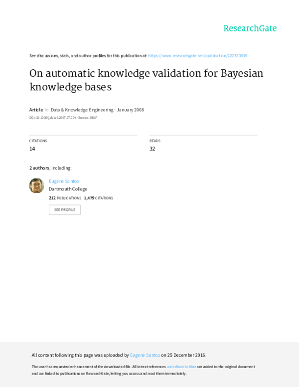 (PDF) On automatic knowledge validation for Bayesian knowledge bases