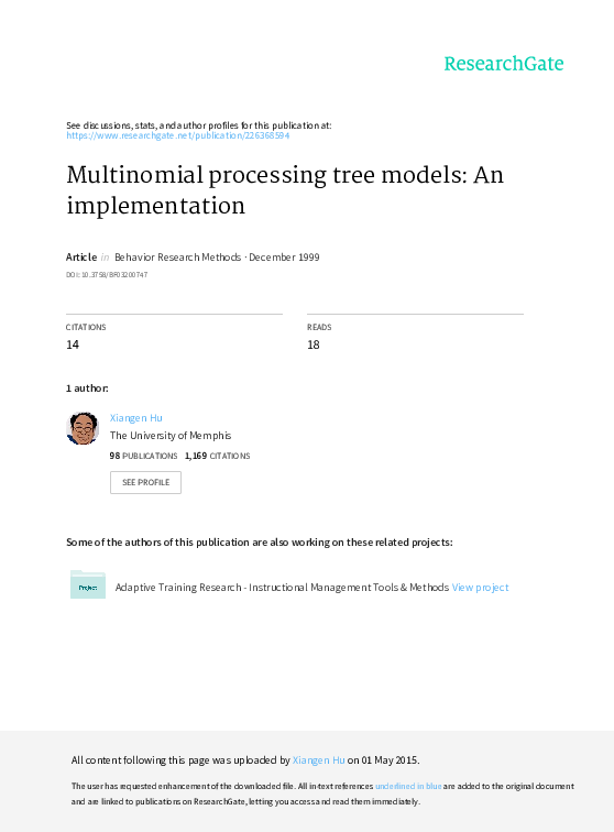 (PDF) Multinomial processing tree models: An implementation