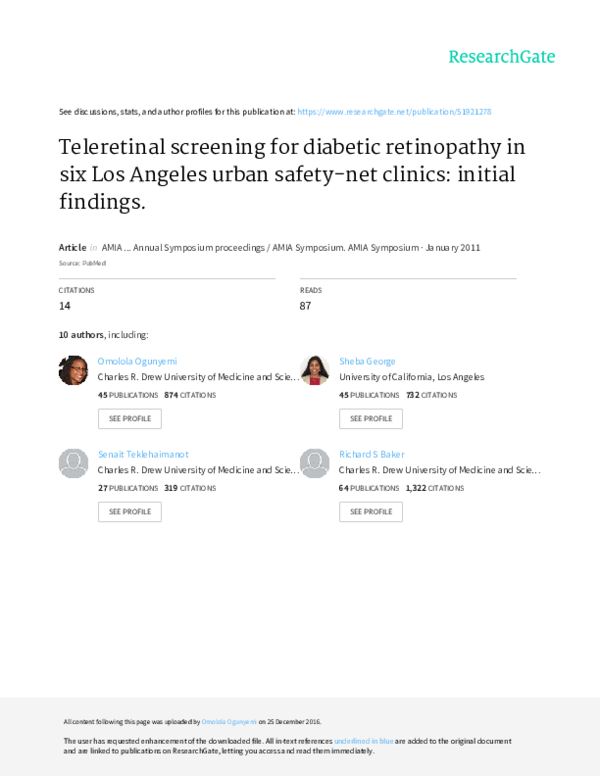 (PDF) Teleretinal screening for diabetic retinopathy in six Los Angeles ...