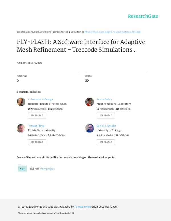 (PDF) FLY-FLASH: A Software Interface for Adaptive Mesh Refinement - Treecode Simulations