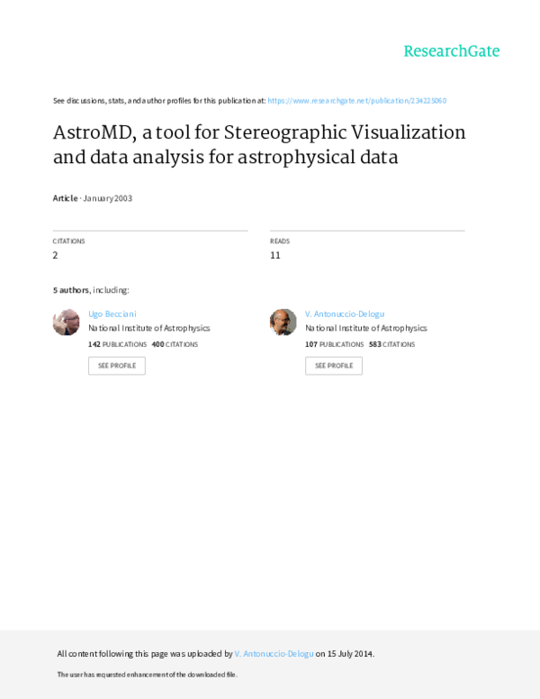 (PDF) AstroMD, a tool for Stereographic Visualization and data analysis ...