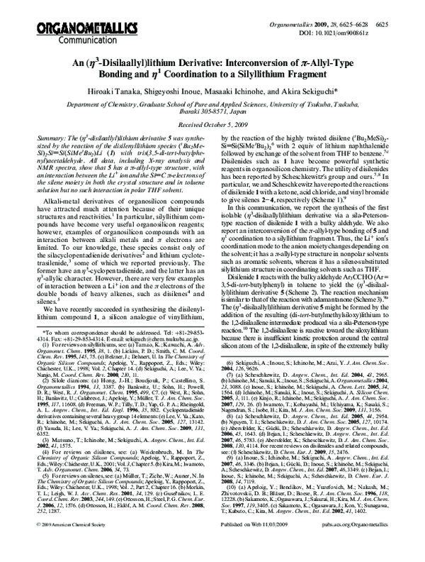 (PDF) An (η3-Disilaallyl) lithium Derivative: Interconversion of π ...