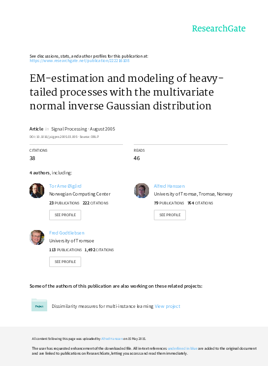 (PDF) EM-estimation and modeling of heavy-tailed processes with the multivariate normal inverse ...