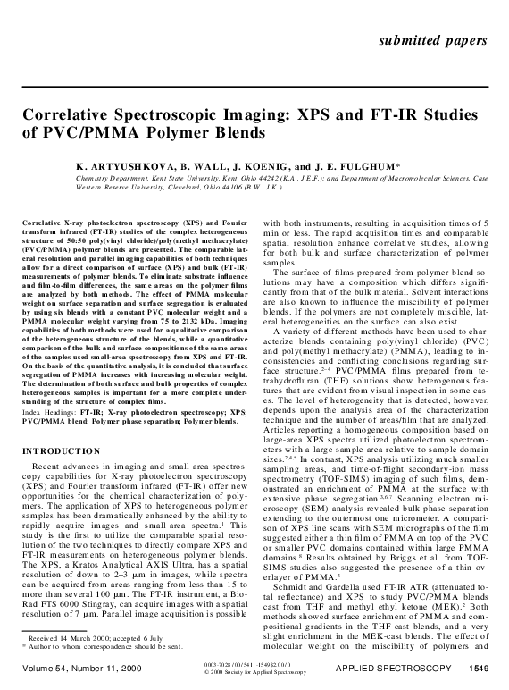 (PDF) Correlative Spectroscopic Imaging: XPS and FT-IR Studies of PVC ...