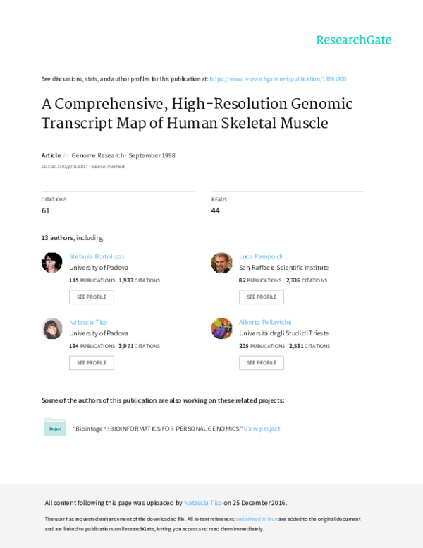 (PDF) A comprehensive, high-resolution genomic transcript map of human ...