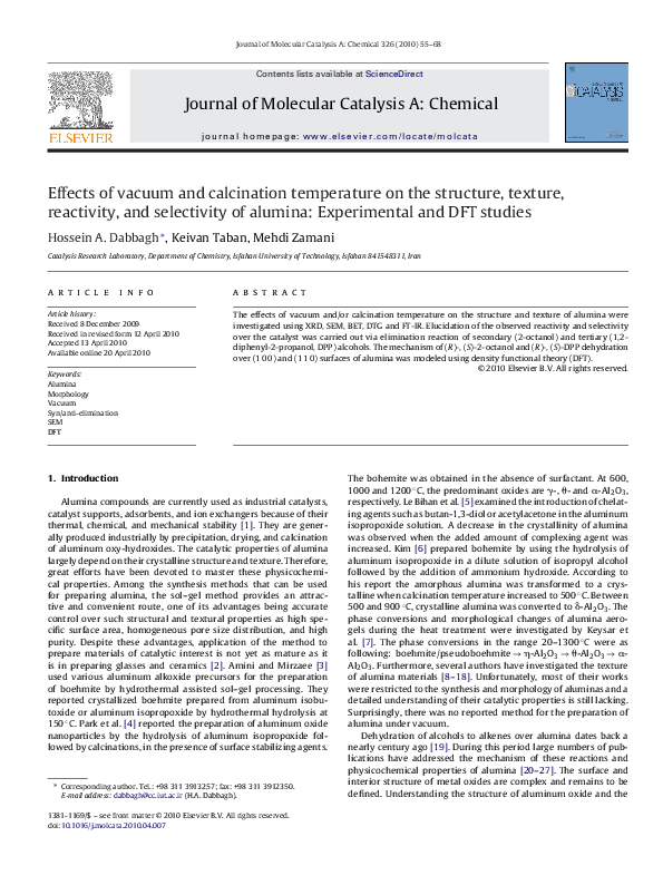 Pdf Effects Of Vacuum And Calcination Temperature On The Structure