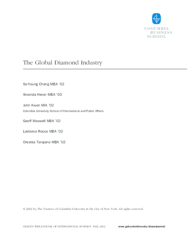 (PDF) The Global Diamond Industry