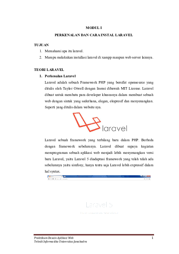 (PDF) Modul I Perkenalan Dan Cara Instal laravel