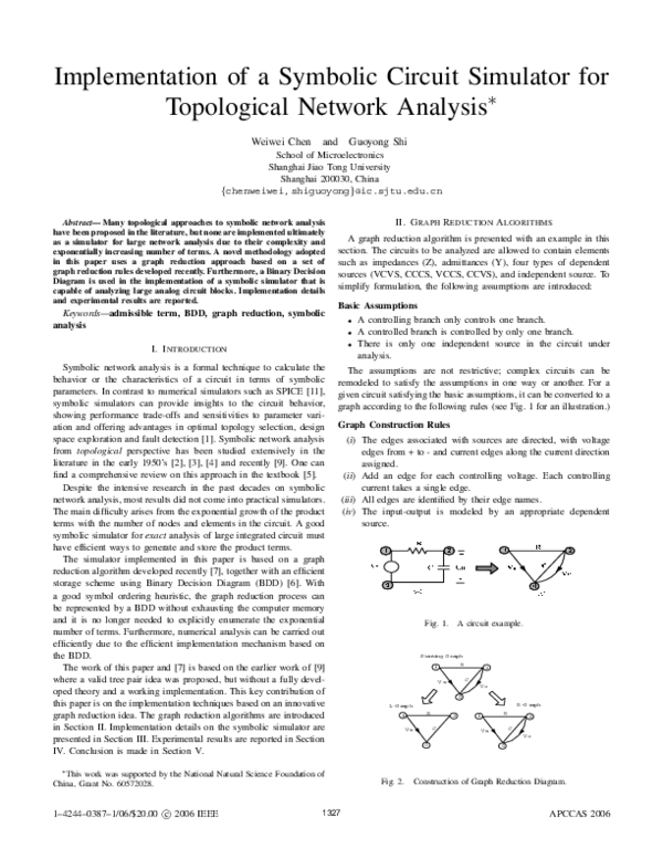 Pdf Implementation Of A Symbolic Circuit Simulator For Topological Network Analysis 9980