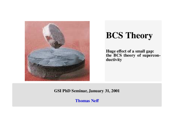 (PDF) BCS Theory Huge effect of a small gap: the BCS theory of supercon ...