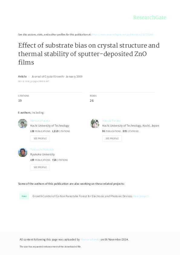 (PDF) Effect of substrate bias on crystal structure and thermal ...