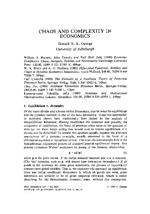 (PDF) Chaos and complexity in economics