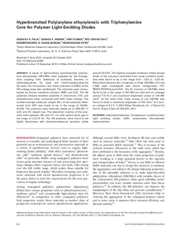 (PDF) Hyperbranched poly (arylene ethynylene) s with triphenylamine ...