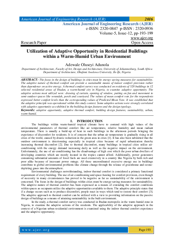 (PDF) Utilization of Adaptive Opportunity in Residential Buildings ...