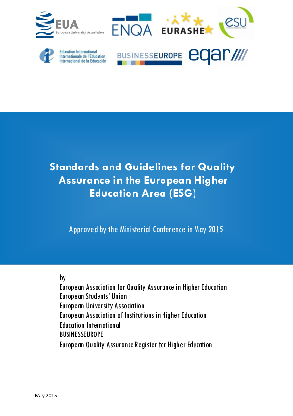 (PDF) Standards and Guidelines for Quality Assurance in the European ...