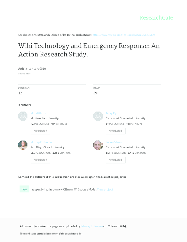 (PDF) Wiki technology and emergency response: An action research study