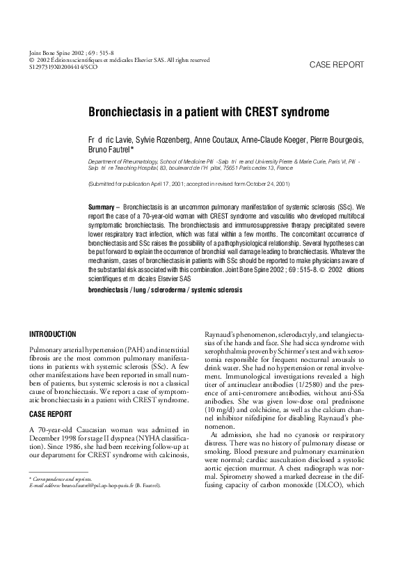 (PDF) Bronchiectasis in a patient with CREST syndrome