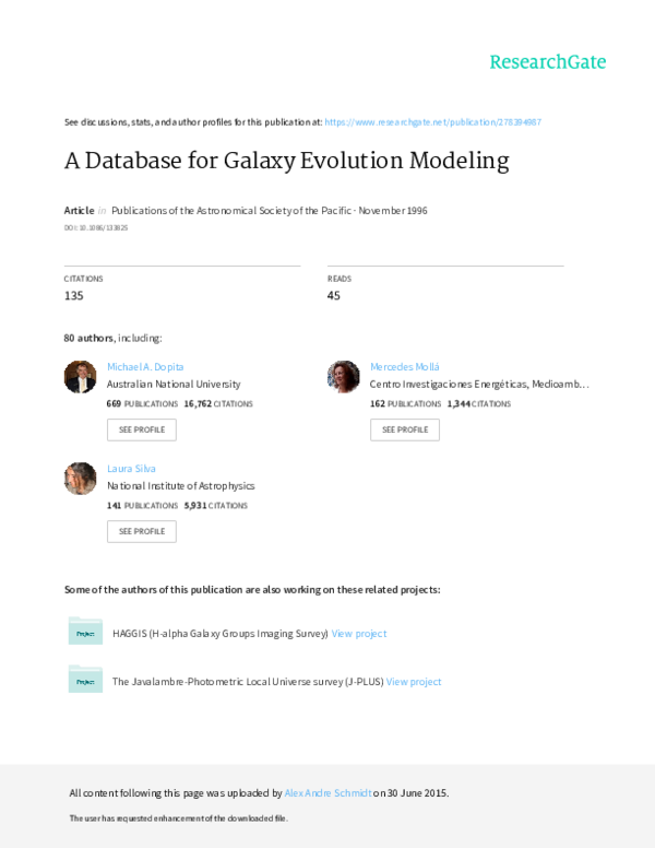 (PDF) A database for galaxy evolution modeling