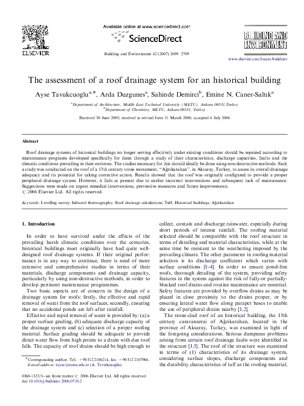 (PDF) The assessment of a roof drainage system for an historical building