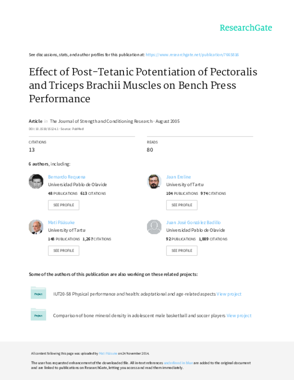 (PDF) Effect of post-tetanic potentiation of pectoralis and triceps ...