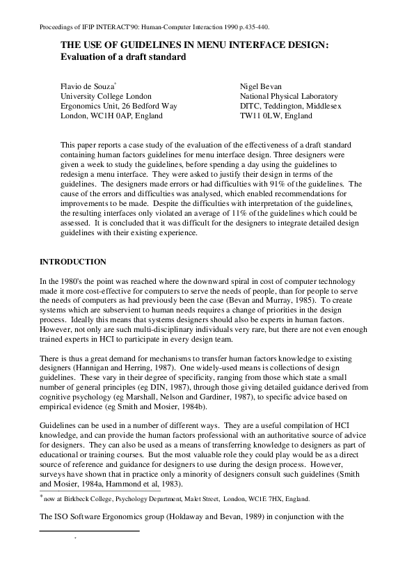 (PDF) The use of guidelines in menu interface design: Evaluation of a ...