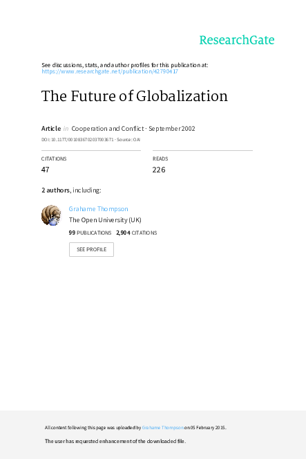 (PDF) The Future of Globalization