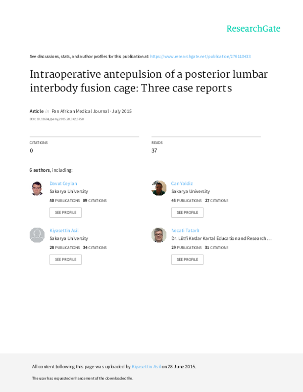(PDF) Intraoperative antepulsion of a posterior lumbar interbody fusion ...