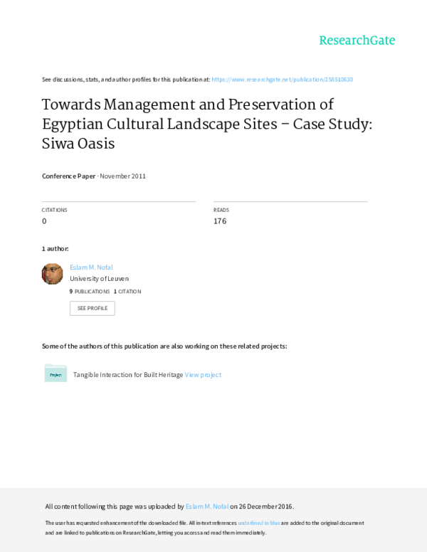 (PDF) Towards Management and Preservation of Egyptian Cultural ...