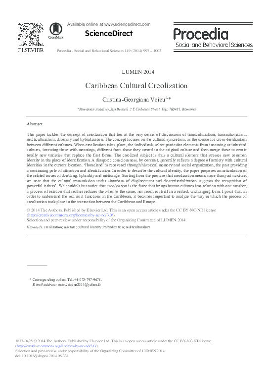 (PDF) Caribbean Cultural Creolization