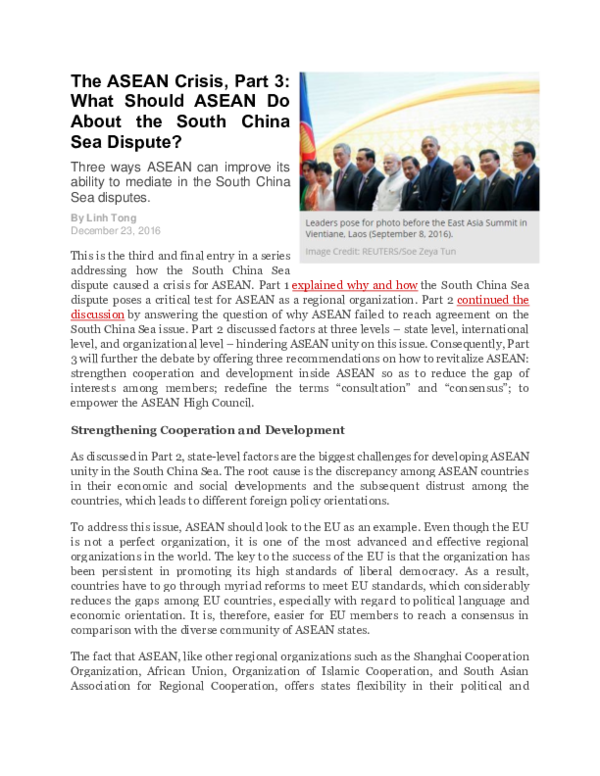 (PDF) The ASEAN Crisis, Part 3: What Should ASEAN Do About the South ...