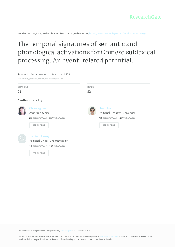 (PDF) The temporal signatures of semantic and phonological activations ...