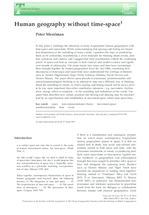 (PDF) Human geography without time‐space