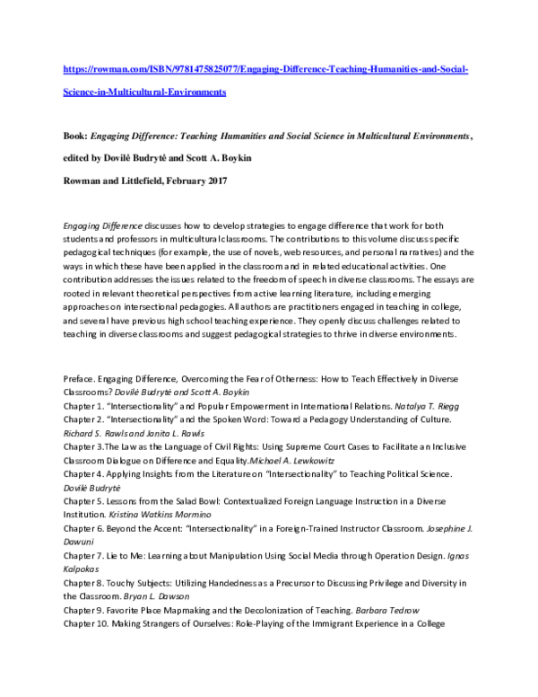 (PDF) Preface, Book "Engaging Difference"