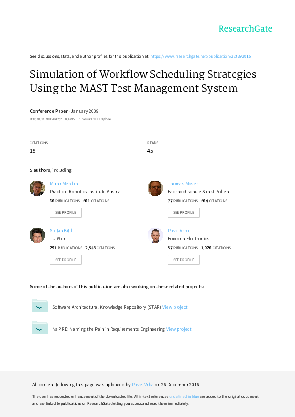 (PDF) Simulation of workflow scheduling strategies using the mast test ...
