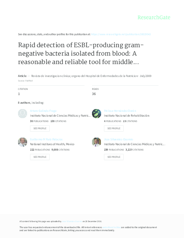 (PDF) Rapid detection of ESBL-producing gram-negative bacteria isolated ...
