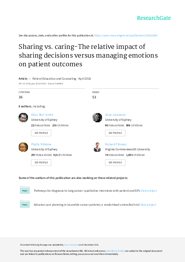 (PDF) Sharing vs. caring The relative impact of sharing decisions ...