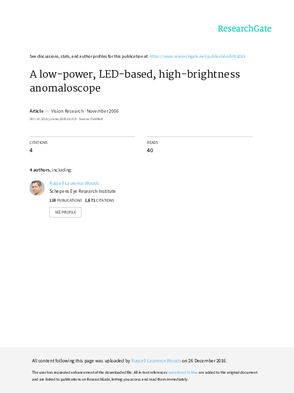 (PDF) A low-power, LED-based, high-brightness anomaloscope