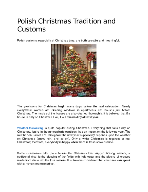 (DOC) Polish Christmas Tradition and Customs